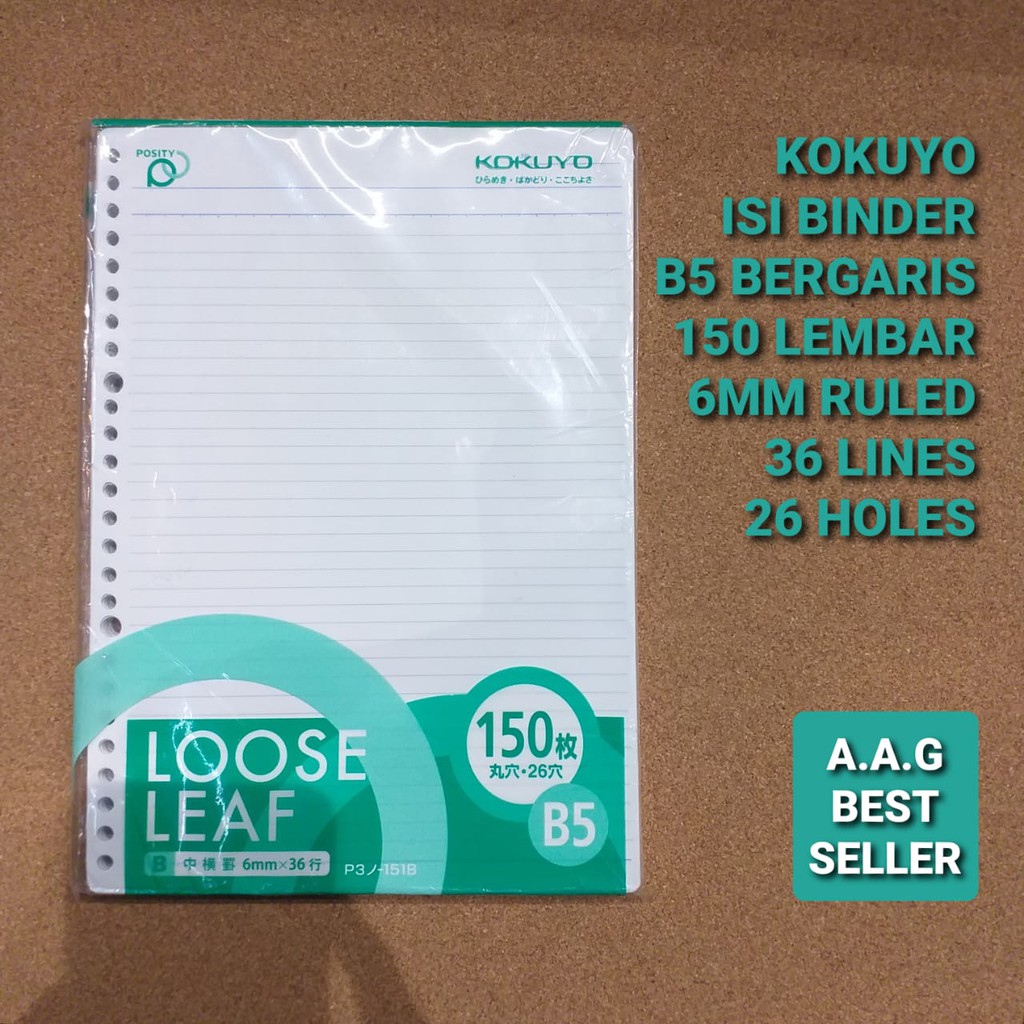 Jual KOKUYO ISI BINDER B5 BERGARIS 150 LEMBAR 6MM RULED 36 LINES 26 HOLES | Shopee Indonesia