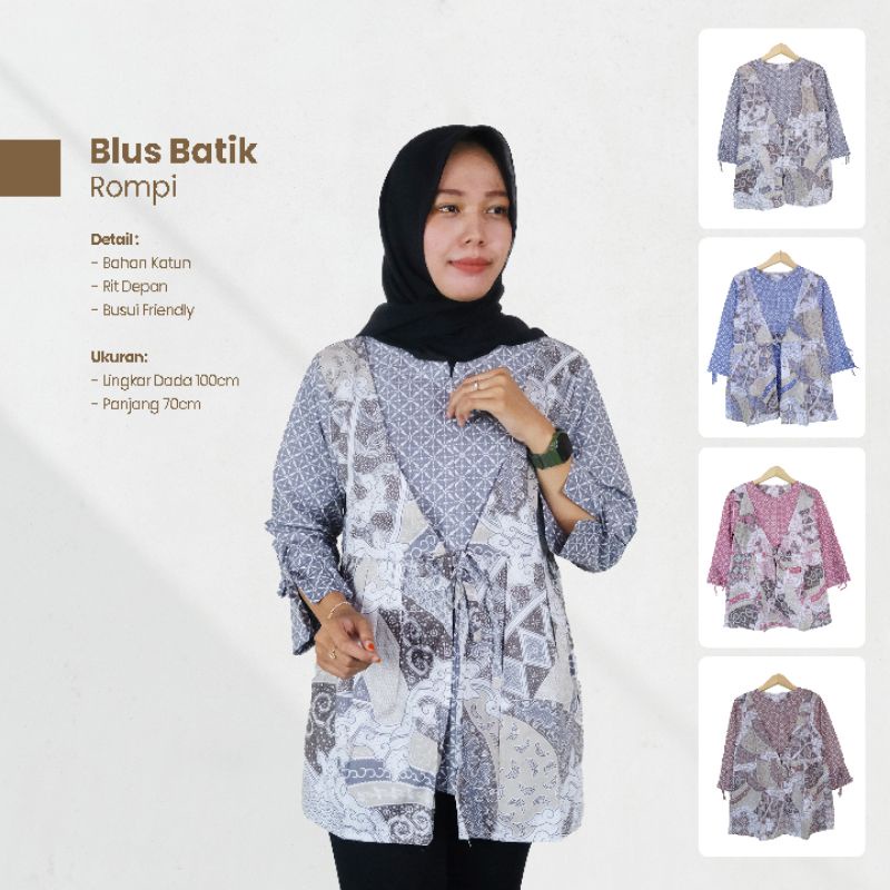 Jual Blus Batik Rompi Soft - NairaBatik | Shopee Indonesia