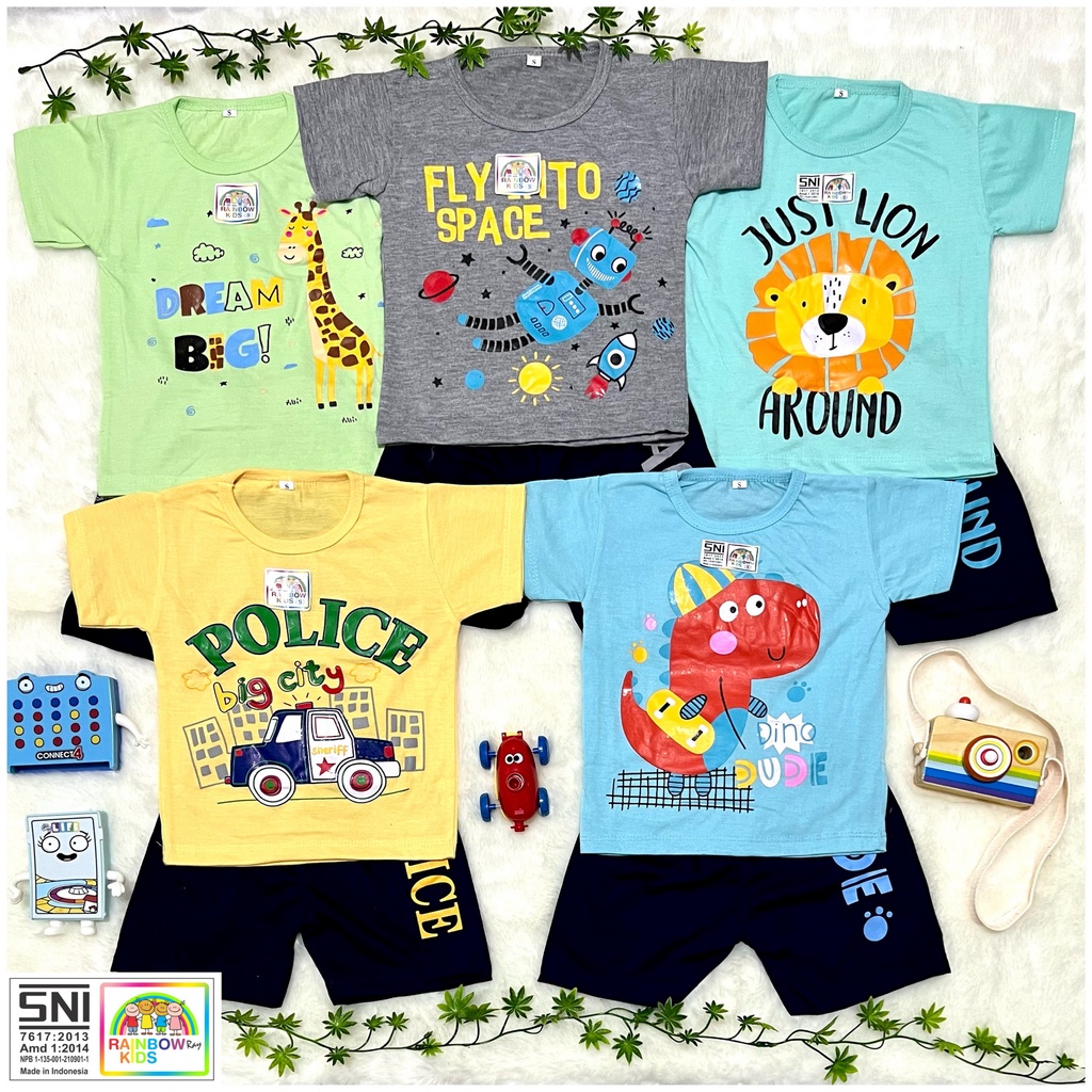 Jual RAINBOW SETELAN PENDEK KOMBINASI / SET BAJU ANAK UNISEX COWOK/CEWEK USIA 1- 7 TAHUN PART 2 ...