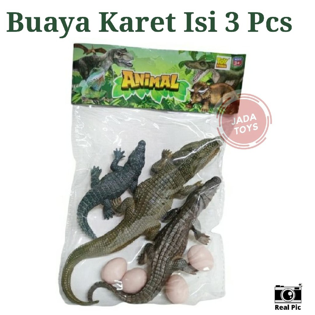 Jual Mainan Buaya Buayaan Karet ada Telornya isi 3 Pcs | Shopee Indonesia