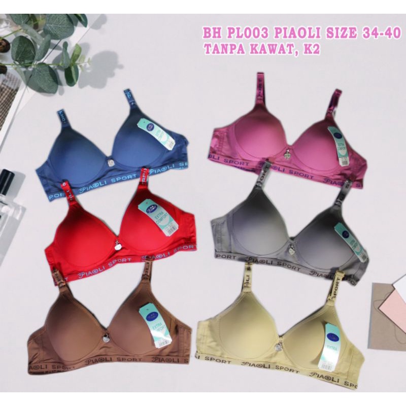 Jual Bra Sport Piaoli003(kait 2)/Piaoli 0101 (kait 3)tanpa kawat 34~40 | Shopee Indonesia