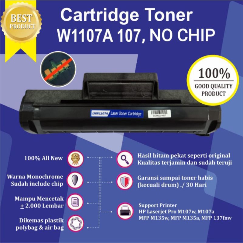 Jual Toner Cartridge Compatible W1107A 107A HP M107 M135 M137 | Shopee ...