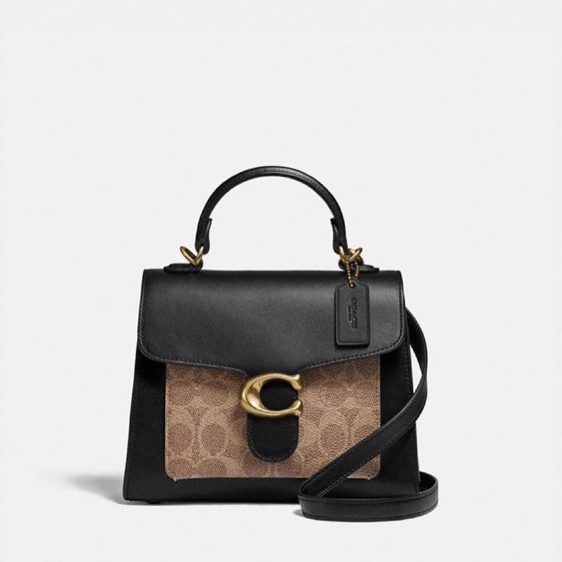 Jual Coach Tabby Top Handle 20 In Signature Canvas Brass Tan Black ...