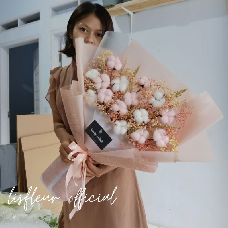 Jual buket bunga rustic korea /buket bunga kapas /buket bunga babby ...