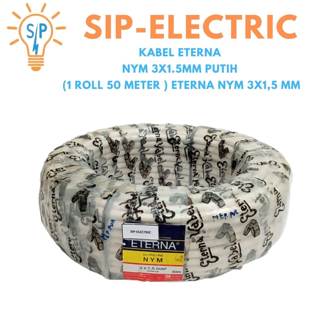 Jual KABEL ETERNA NYM 3X1.5MM PUTIH (1 ROLL 50 METER ) / ETERNA NYM 3X1,5 | Shopee Indonesia