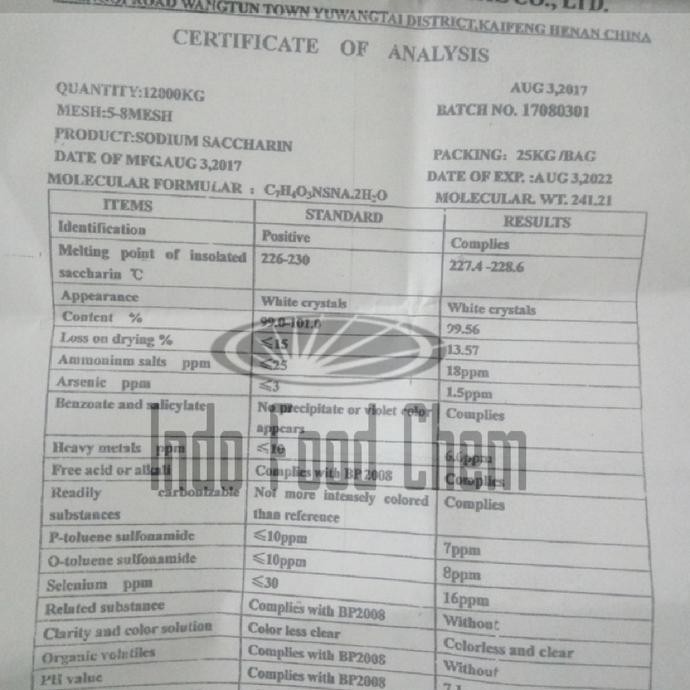 Jual Sodium sakarin 500 gr mesh 5-8 kasar, biang pemanis makanan ...