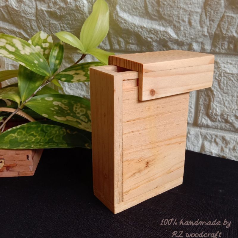 Jual RZ Kotak Wadah Rokok Bahan Kayu Unik Model Tutup Slide Atas ...