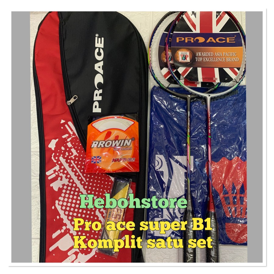 Jual Raket badminton NEW PRO ACE SUPER B 1 komplit satu set +Tas ...