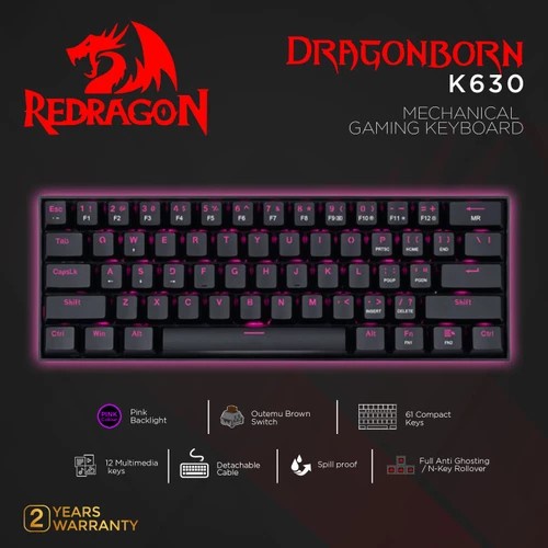 Jual K630W / K630 / K630W RGB / K630 RGB Redragon Mechanical Gaming Keyboard DRAGONBORN | Shopee ...