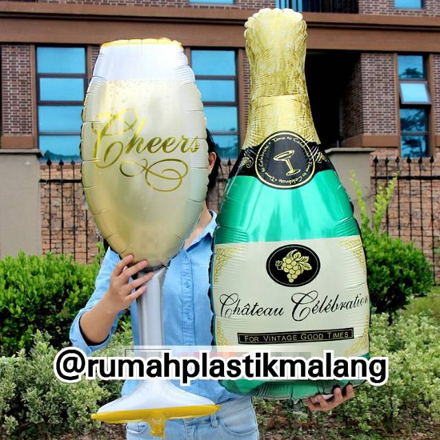 Jual Balon foil botol dan gelas wine jumbo besar cheers murah whisky ...