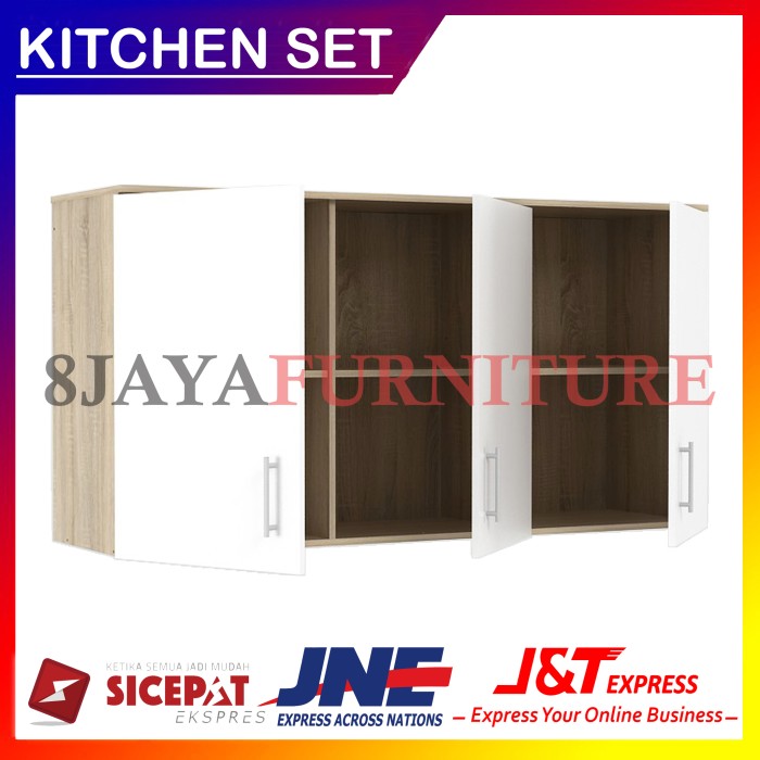 Jual Rak Meja Kitchen Set Atas KSA ALANIS 120 Minimalis 3 Pintu WHITE ...