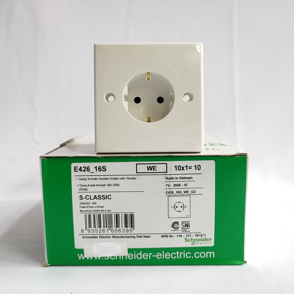 Jual Classic Schneider Stop Kontak 1 Gang Schuko Socket | Shopee Indonesia