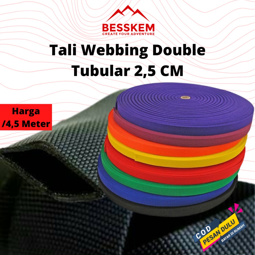 Jual Tali Webing Webbing Tubular Diameter 2,5 Cm Double Panjat Tebing 4 ...