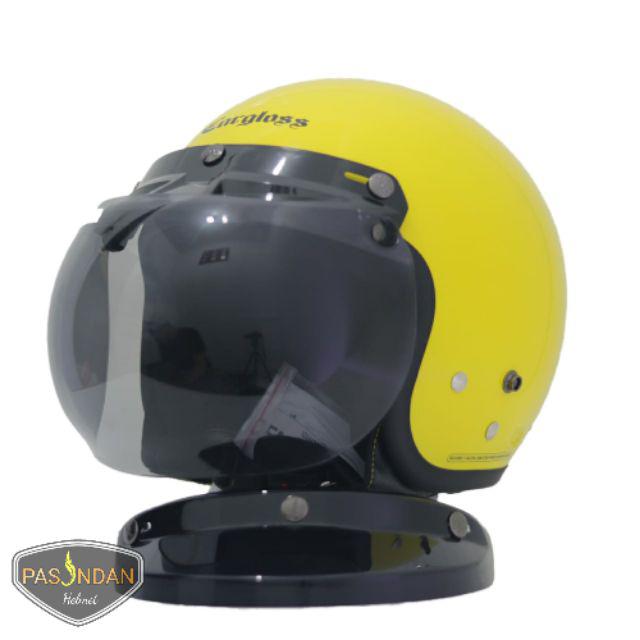 Jual Helm Cargloss Retro Kuning Lemon Gloss(Paket Kaca Datar Dan Kaca ...