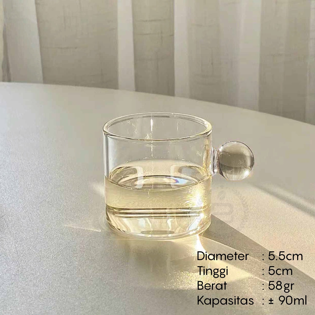 Jual little globe handled glass cup gelas kecil mini 90ml Borosilicate ...