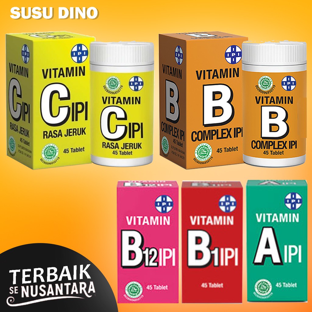 Jual Vitamin C IPI Isi 45 tablet Cipi ipi A | B1 | B12 | B complex | SUSU DINO | Shopee Indonesia