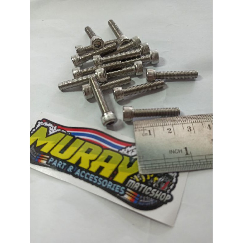Jual Baut stainles L4 baut drat 8 panjang 2,5cm | Shopee Indonesia