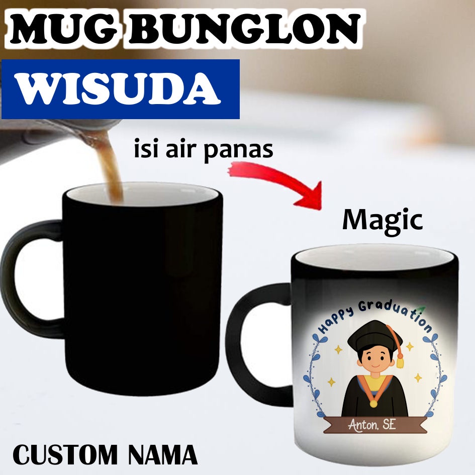 Jual Kado Wisuda Mug Bunglon - Bisa Request Nama - Magic mug Hadiah ...