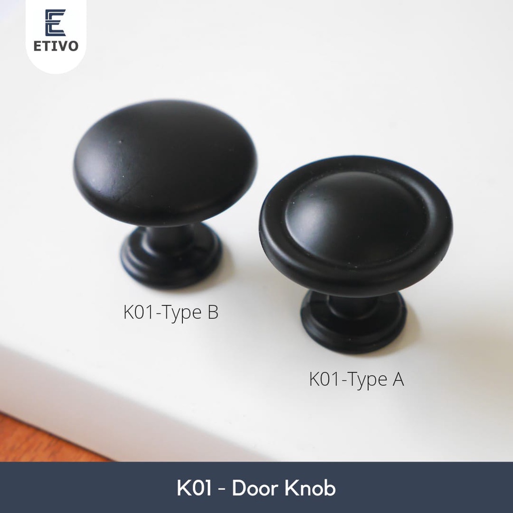 Jual K01 Door Knob Handle Black Tarikan Pintu Laci Pentol Bulat Hitam ...