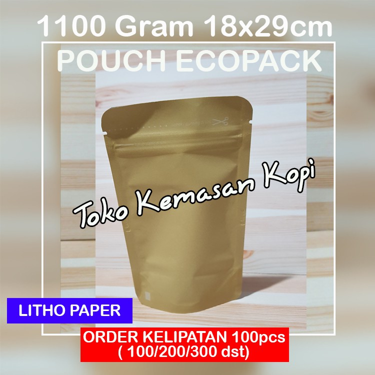 Jual Kemasan Kopi 500gr/ Standing Pouch Ecopack Litho Paper 1100+Zipper(18x29cm) | Shopee Indonesia