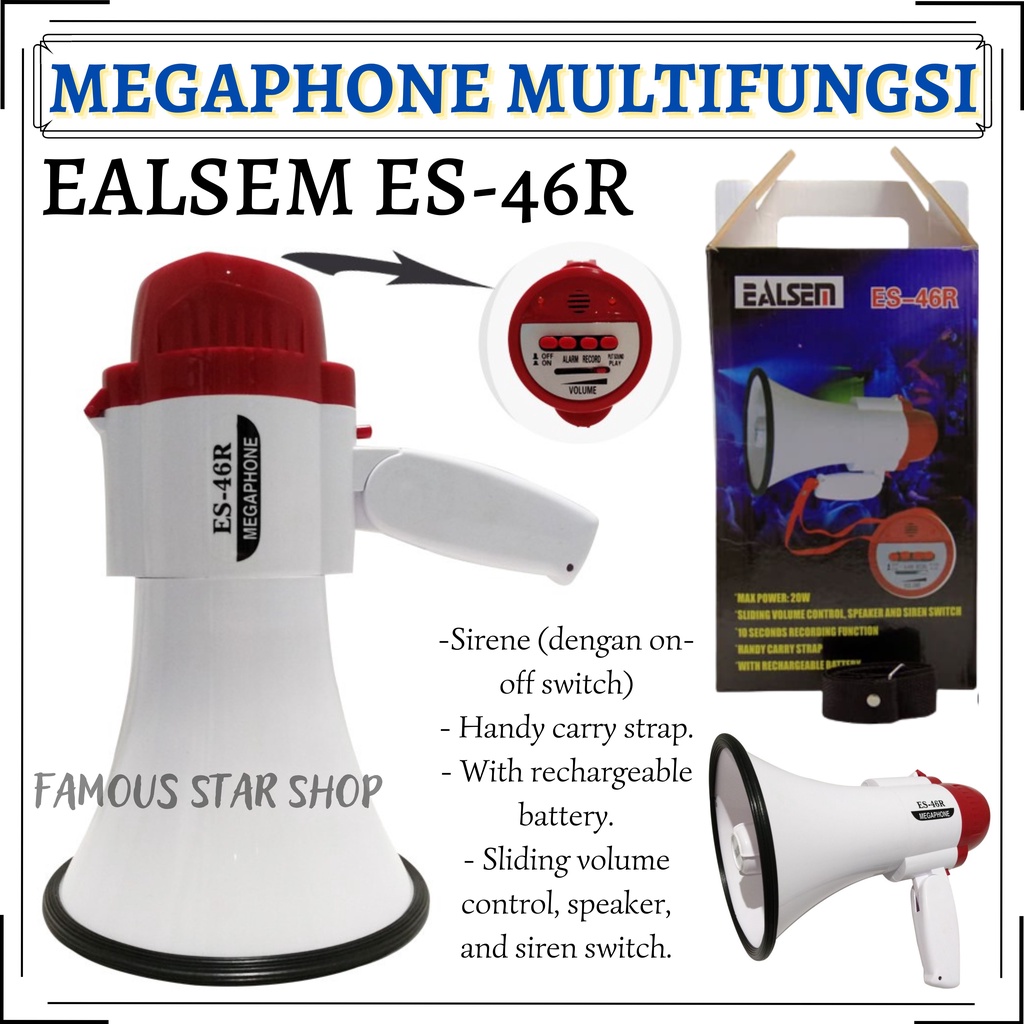 Jual Toa EALSEM ES-46R Megaphone Speaker Pengeras Suara Alarm Rekam ...