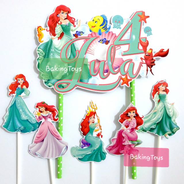 Jual Topper Cake Birthday Princess Mermaid Ariel Custom | Shopee Indonesia