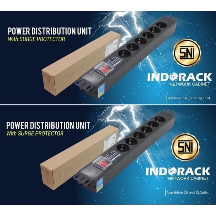 Jual PDU indorack PDU6G with surge protector /PDU 6 lubang murah ...