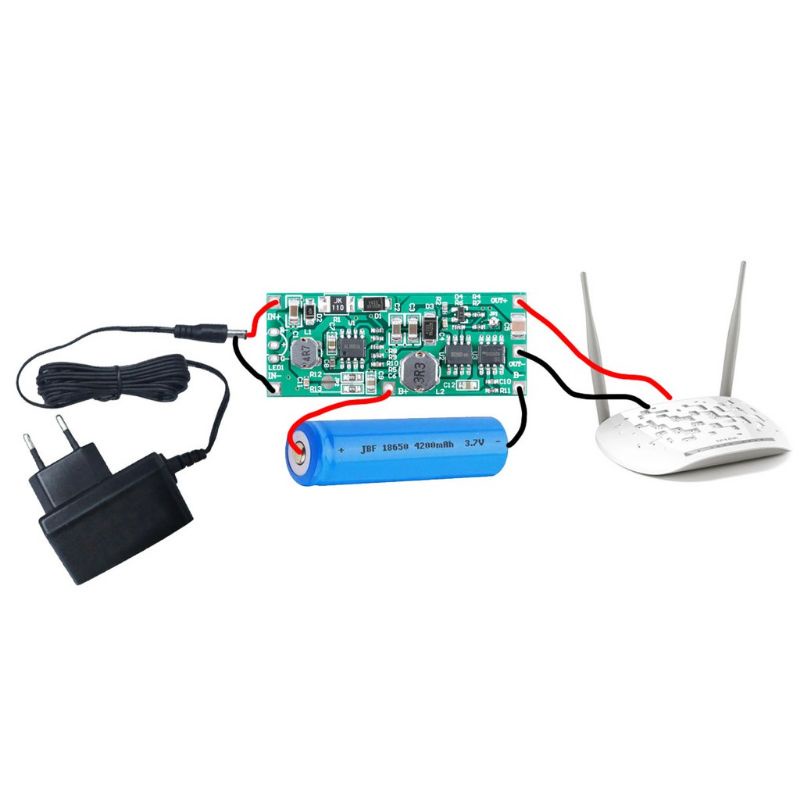 Jual UPS DC 12V 1A Module untuk Router Wifi LED (Backup Lithium 18650) | Shopee Indonesia