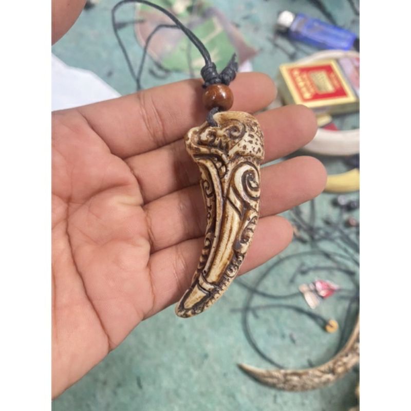 Jual Kalung Etnik Bandul Taring Macan Harimau Ukir Dayak Kalimantan ...