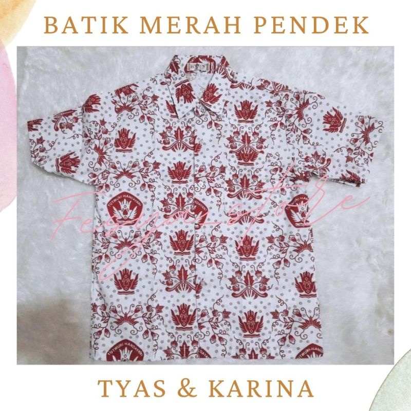 Jual Baju Batik Merah Pendek , Batik SD Pendek, Batik SD merek Tyas ...