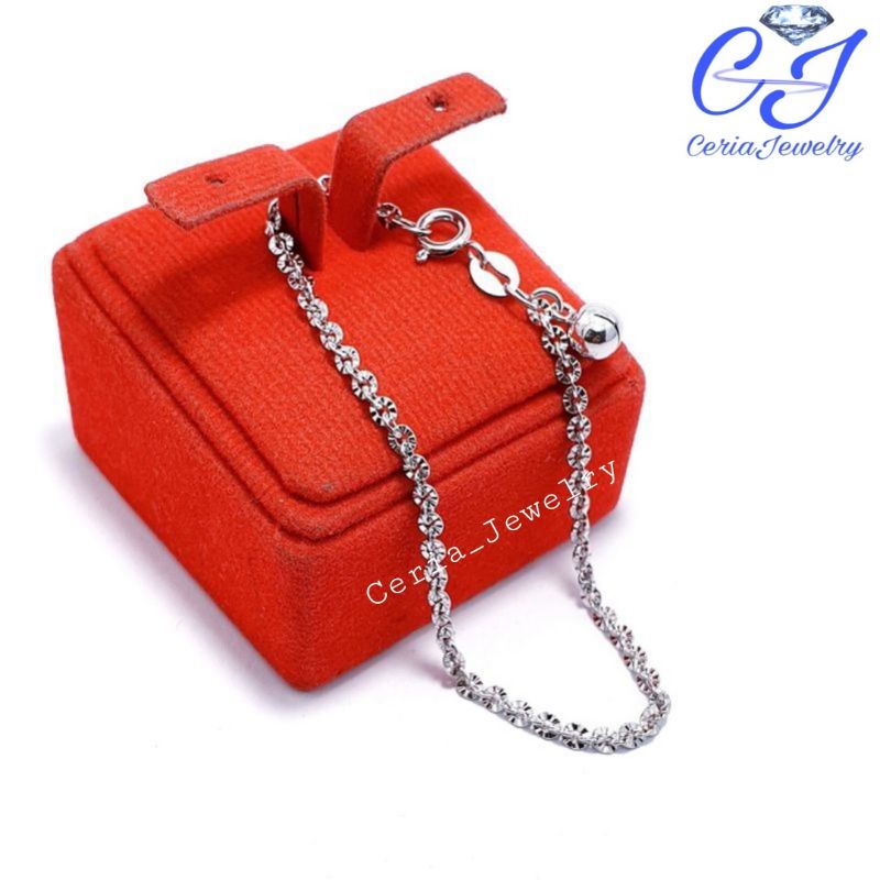 Jual Gelang Perak Asli Silver 925 Lapis Emas Putih Model Nori Ukir ...