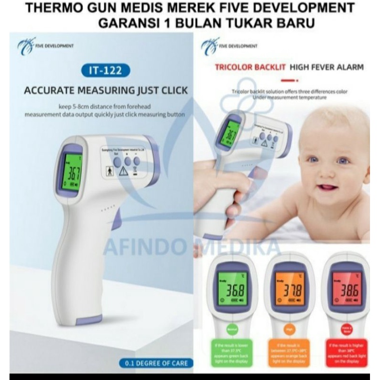 Jual thermogun thermometer infrared laser tanpa sentuh 3 tampilan warna ...