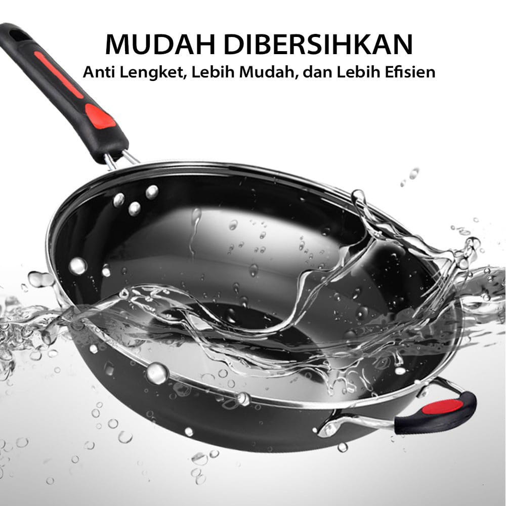 Jual Wajan Anti Lengket Enamel Gagang Panjang 34cm 36cm | Shopee Indonesia