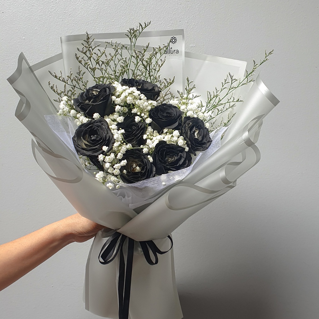 Jual Black Rose/ Bunga Mawar Hitam/ Black Bouquet/ Buket Hitam/ Buket ...