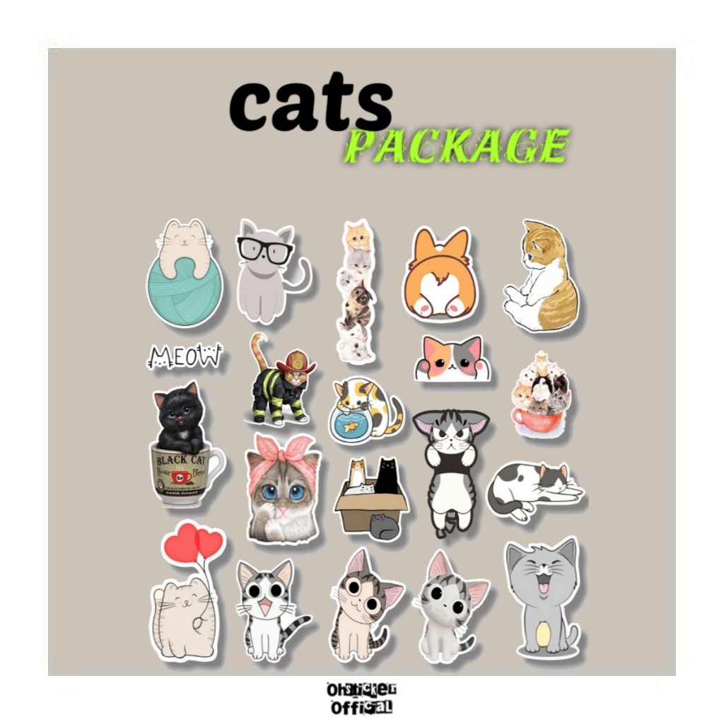 Jual STICKER AESTHETIC CUTE CAT SERIES STIKER CASE HANDPHONE LAPTOP ...