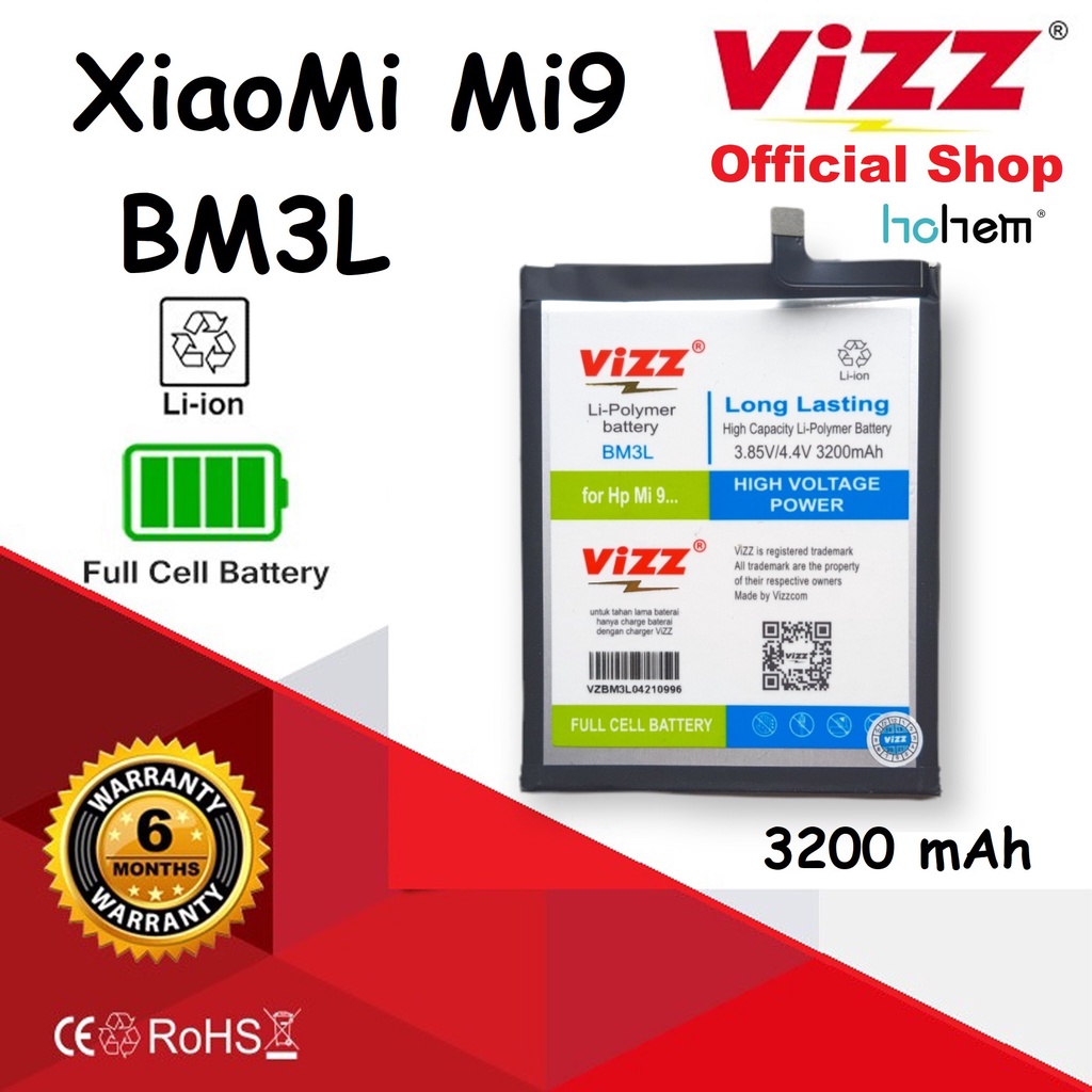 Jual Baterai Vizz Double Power Original XiaoMi Mi9 BM3L Mi 9 Ori HP ...