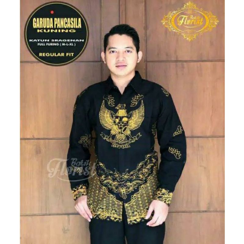 Jual KEMEJA BATIK GARUDA PANCASILA EMAS BATIK PRIA | Shopee Indonesia