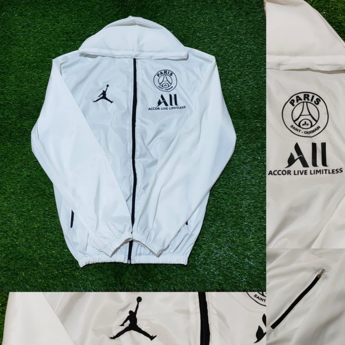 Jual JAKET PARASUT WATERPROOF ANTI AIR TRAINING PSG PUTIH | Shopee ...