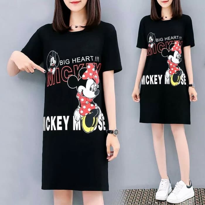 Jual V655 Dress Big Heart Mickey Mouse Disney Lucu Baju Terusan Cewek ...