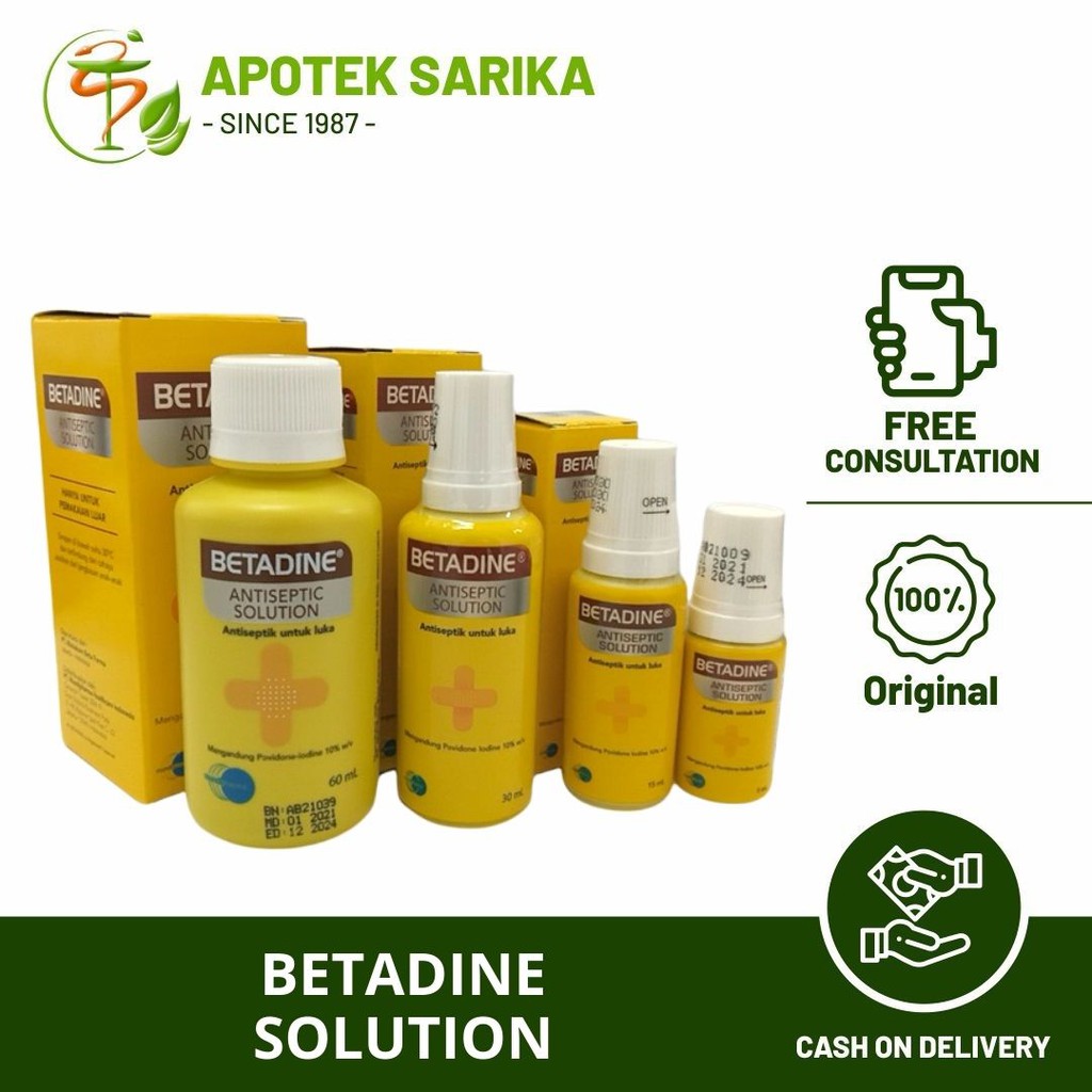 Jual Betadine Antiseptic Solution 5ml / 15ml / 30ml / 60ml (Betadine Cair Antiseptik Luka ...