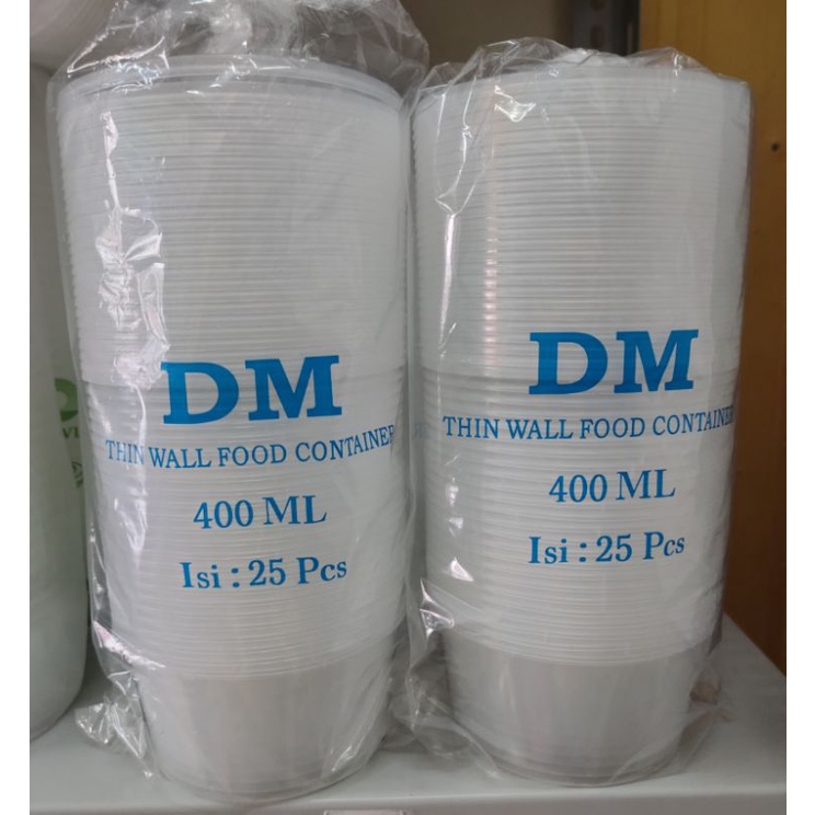 Jual Thinwall bulat merk Dm /kotak makan 400 ml (isi 25 pcs) | Shopee ...