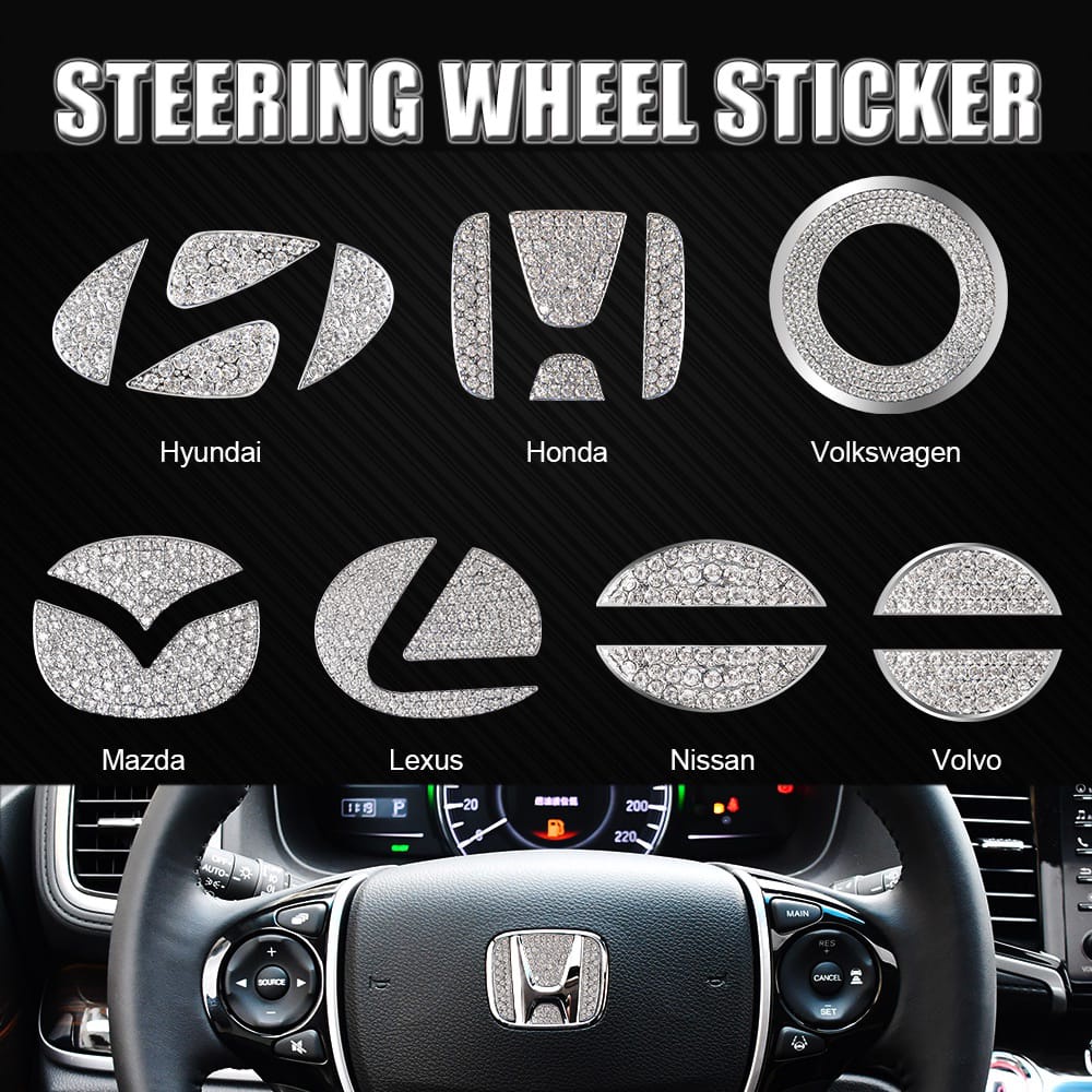 Jual Stiker Emblem Logo Stir Mobil Bling Car Steering Wheel Diamond ...