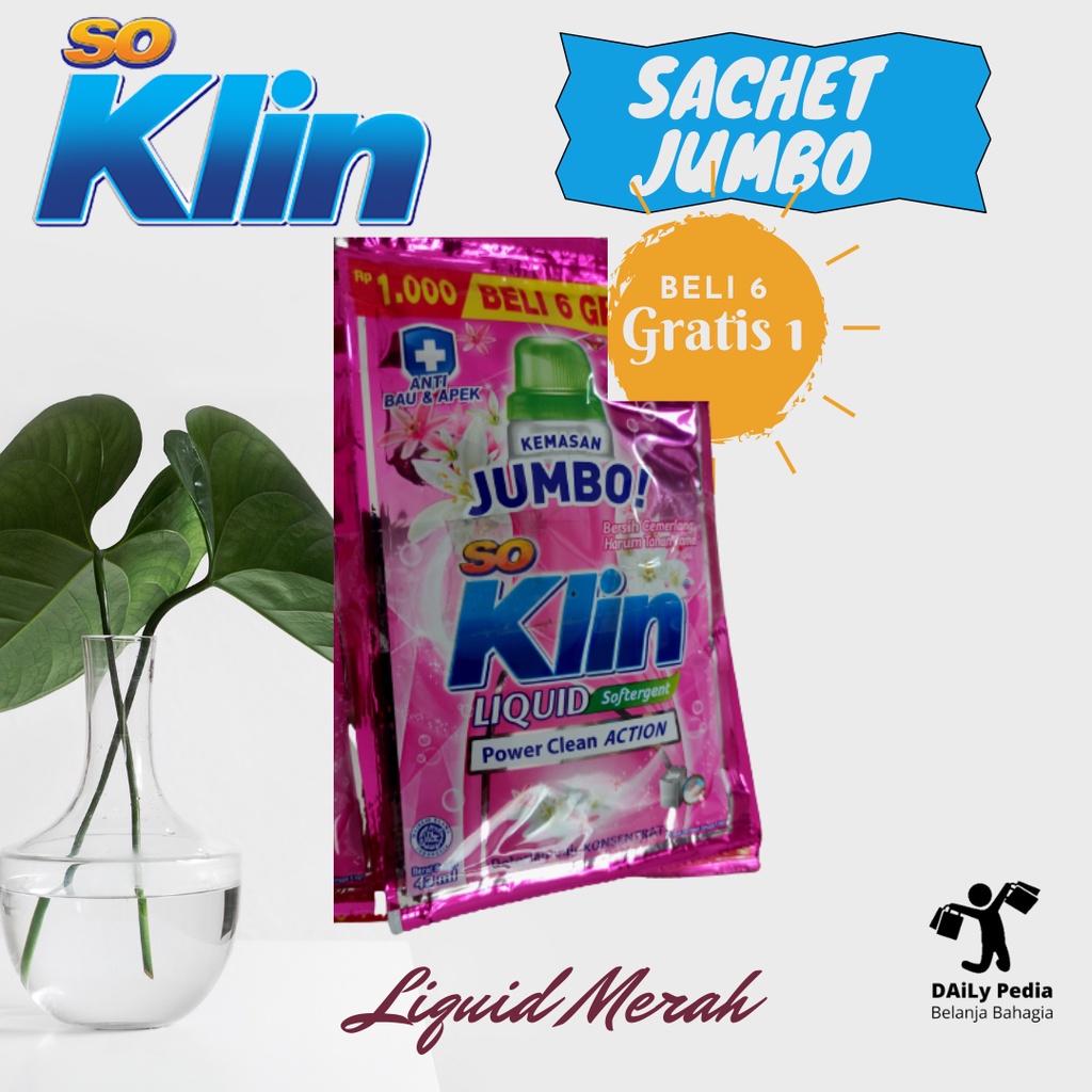 Jual So Klin Softergent Liquid Detergen Kemasan Sachet Jumbo Beli 6 ...