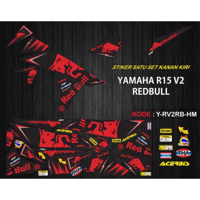 Jual STIKER STRIPING DECAL VARIASI YAMAHA R15 V2 REDBULL V20STIKER ...