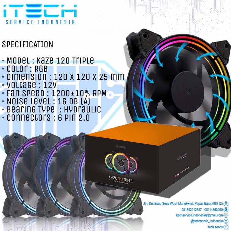 Jual Digital Alliance Cooler Fan Kaze 120 Triple Black (3Pcs) | Shopee ...