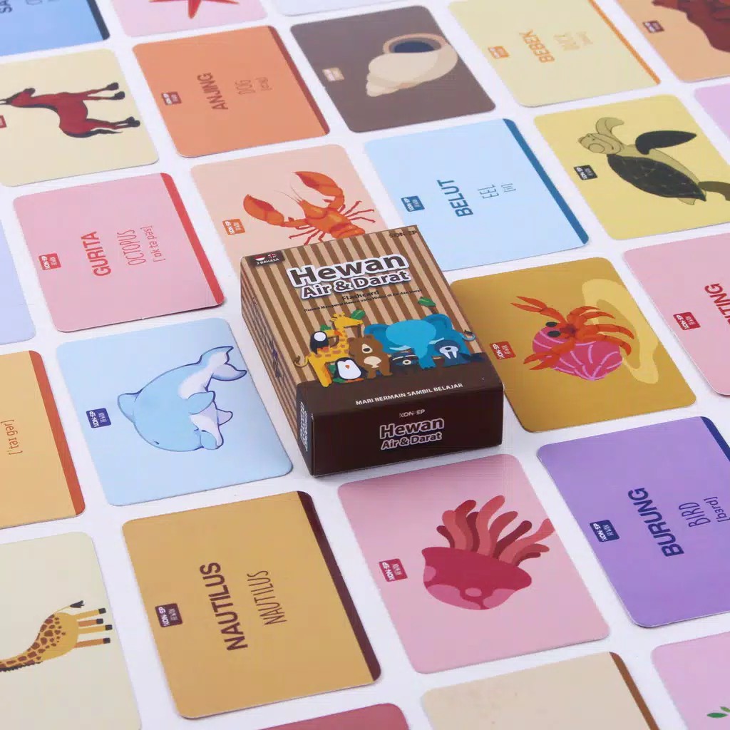 Jual Konsep Flashcard Hewan Air dan Darat / Flash Card / Mainan Edukasi ...