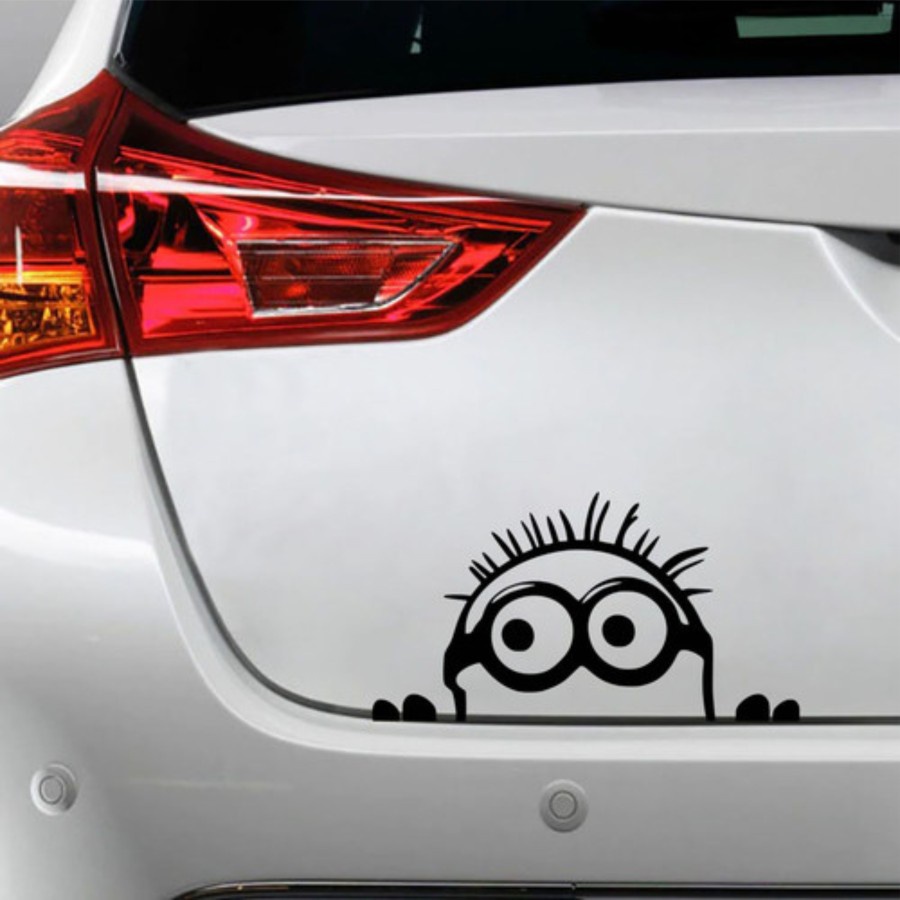 Jual STIKER KACA / BODY MOBIL LUCU CUTTING STICKER MOBIL OUTLINE MINION ...