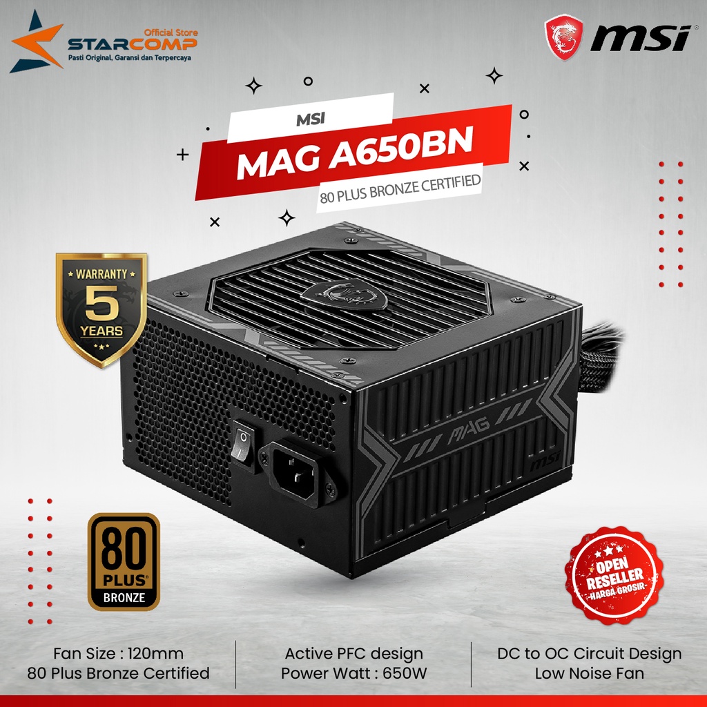 Jual PSU MSI MAG A650BN 650W 80+ Bronze Power Supply 650 Watt | Shopee ...
