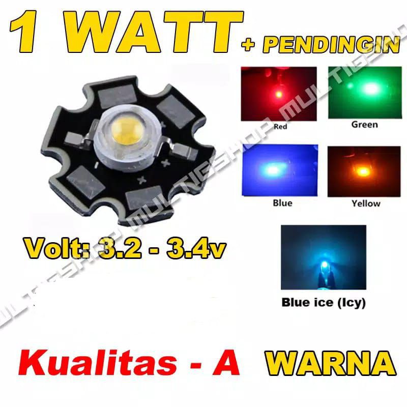 Jual Kualitas A LED HPL 1W High Power LED 1 Watt dengan Heatsink PCB ...