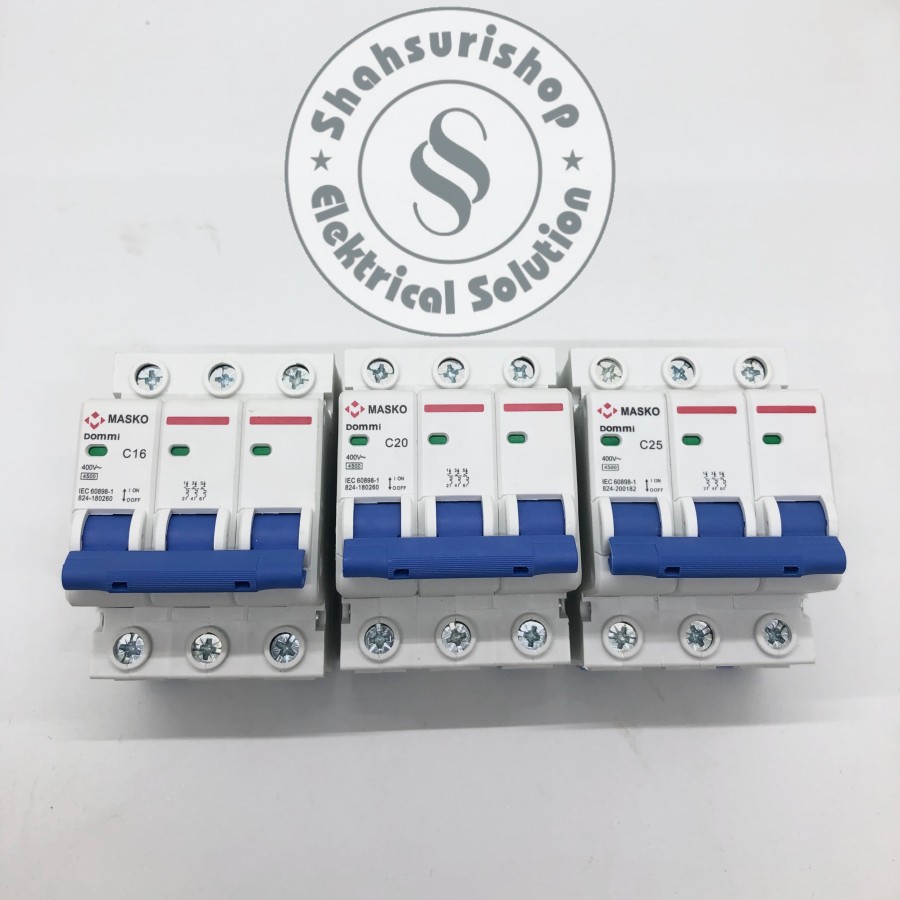 Jual MCB 3 PHASE MASKO DOMMI 16 20 25 A AMPER SNI HIGH QUALITY | Shopee ...